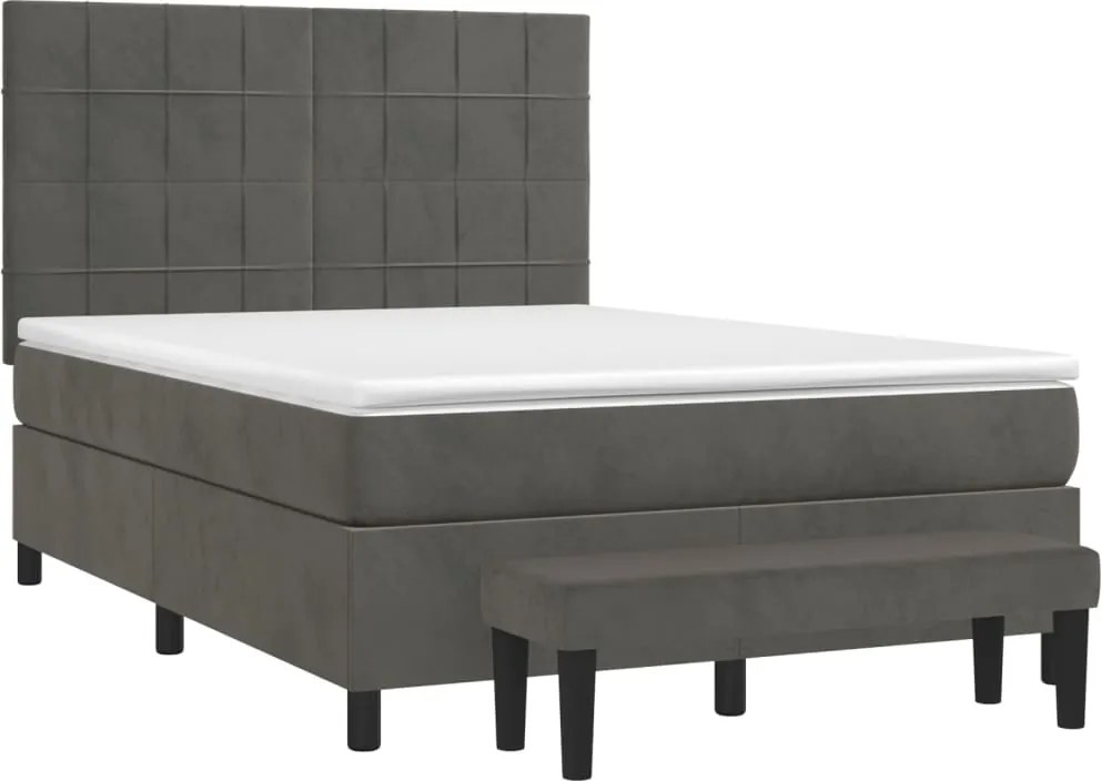 Box spring postel s matrací tmavě šedá 140x200 cm samet 3137846