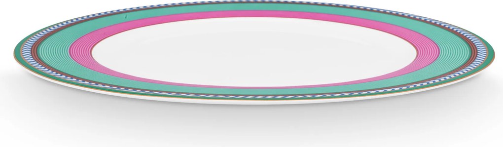 Pip Studio Pip Chique Stripes talíř ∅28cm, růžovo-zelený (Porcelánový talíř Ø 28cm)