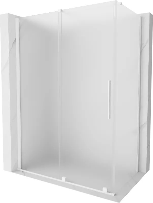Mexen Velar, sprchový kout s posuvnými dveřmi 130 x 70 cm, 8mm sklo námraza, bílá matná, 871-130-070-31-20