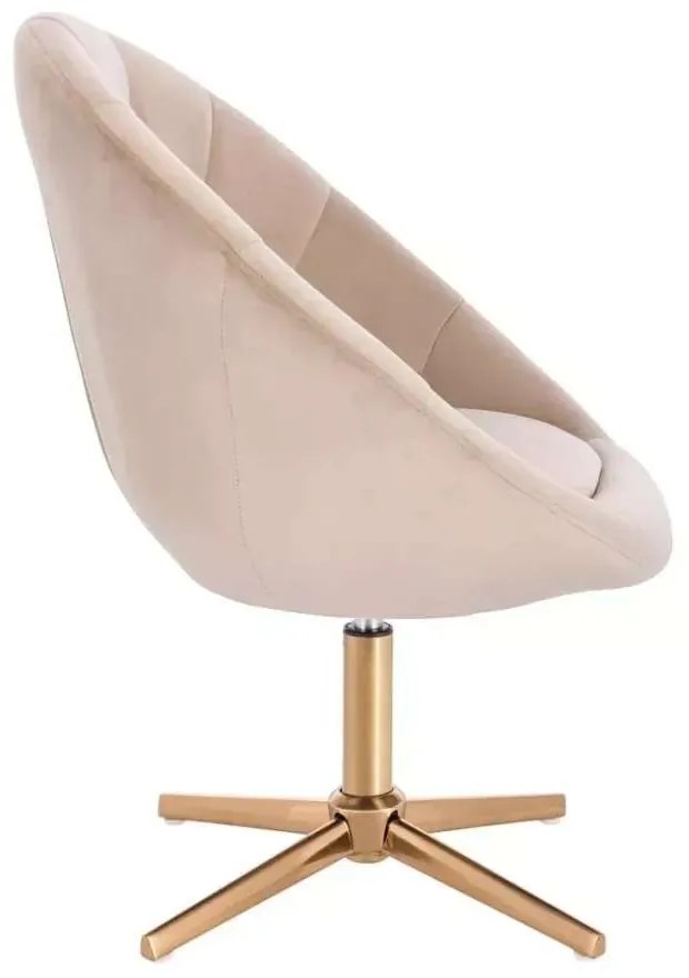 LuxuryForm DESIGN Otočné křeslo VERA VELUR na zlatém kříži - latte