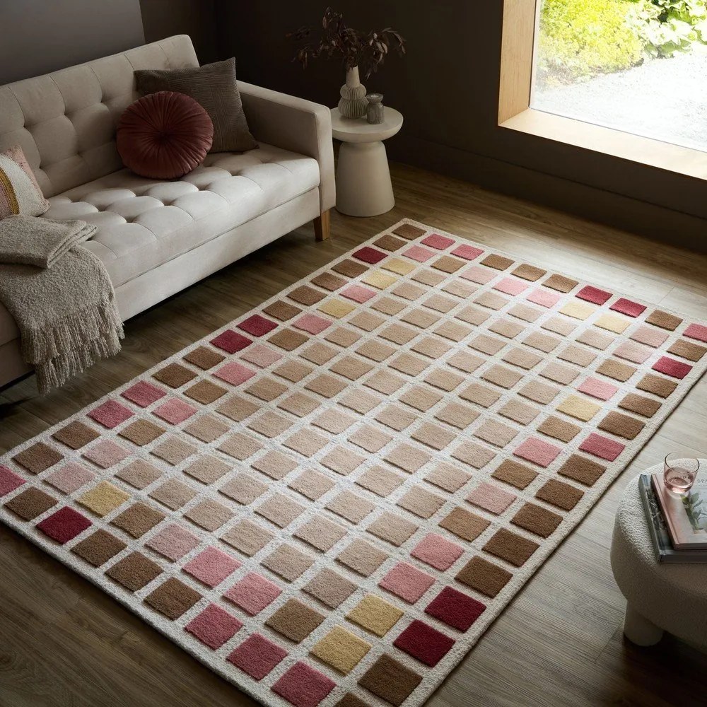 Růžový ručně tkaný vlněný koberec 140x200 cm Renga Wool – Flair Rugs