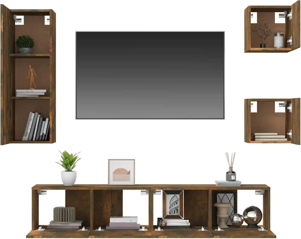 5dílný set TV skříněk kouřový dub kompozitní dřevo 3114443