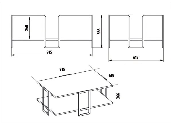 Konferenční stolek POLKA 36,6x91,5 cm zlatá/bílá