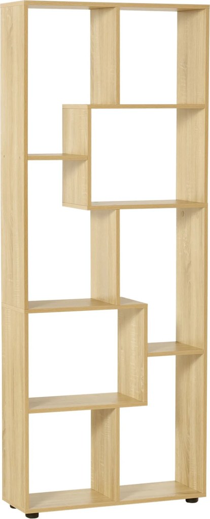 HOMCOM Moderní knihovna ve tvaru zig-zag 70D x 24Š x 178V cm Dřevotříska Přirozené dřevo