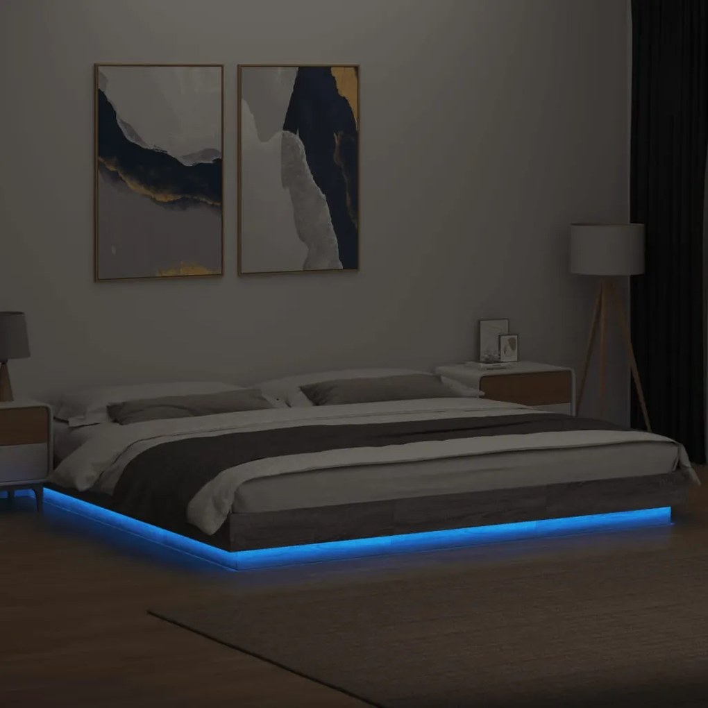 Rám postele s LED osvětlením šedý sonoma 180 x 200 cm kompozit 3281082