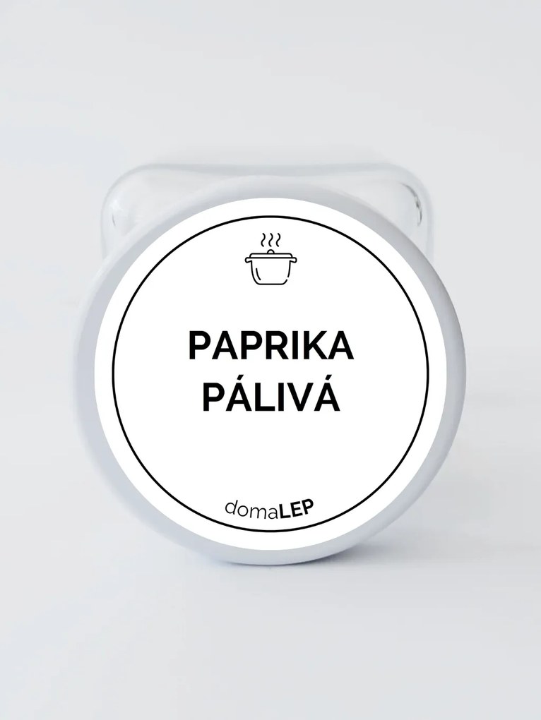 Samolepka na kořenky PAPRIKA PÁLIVÁ bílá 5 cm tučné písmo