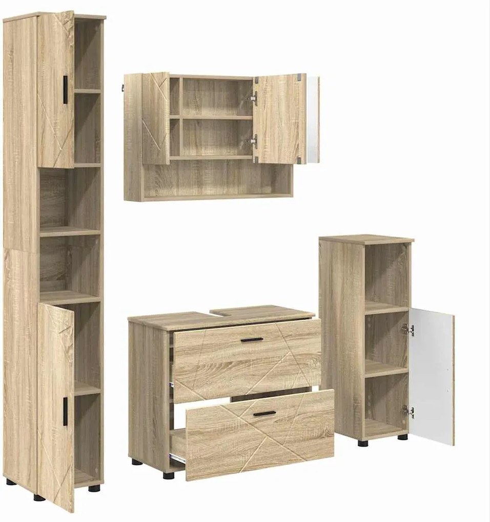 Sada koupelnového nábytku 4 ks Sonoma dub 35 x 30 x 192 cm 3393045