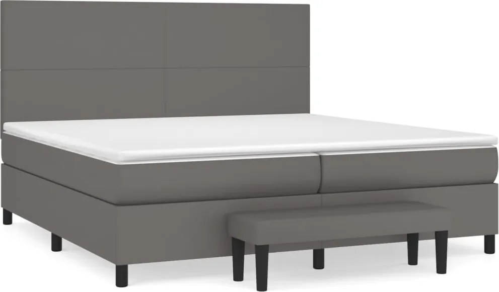 Box spring postel s matrací šedá 200x200 cm umělá kůže 3137567