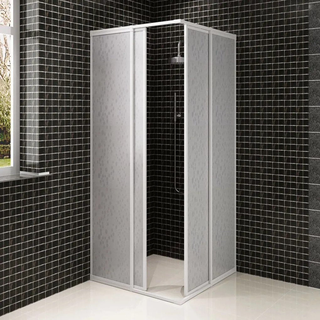 Hliníkový sprchový kout s PP panely - obdélníkový | 80x90 cm