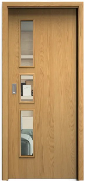 SAPELI ELEGANT KOMFORT M33 - DÝHA - POSUVNÉ DVEŘE VČ. ZÁRUBNĚ - Dub natur Průchozí šířka (cm): 90, Průchozí výška (cm): 210