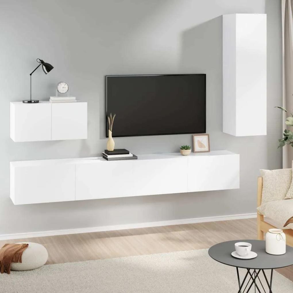 vidaXL 4dílný set TV skříněk kompozitní dřevo [3114328] Barva: Bílá