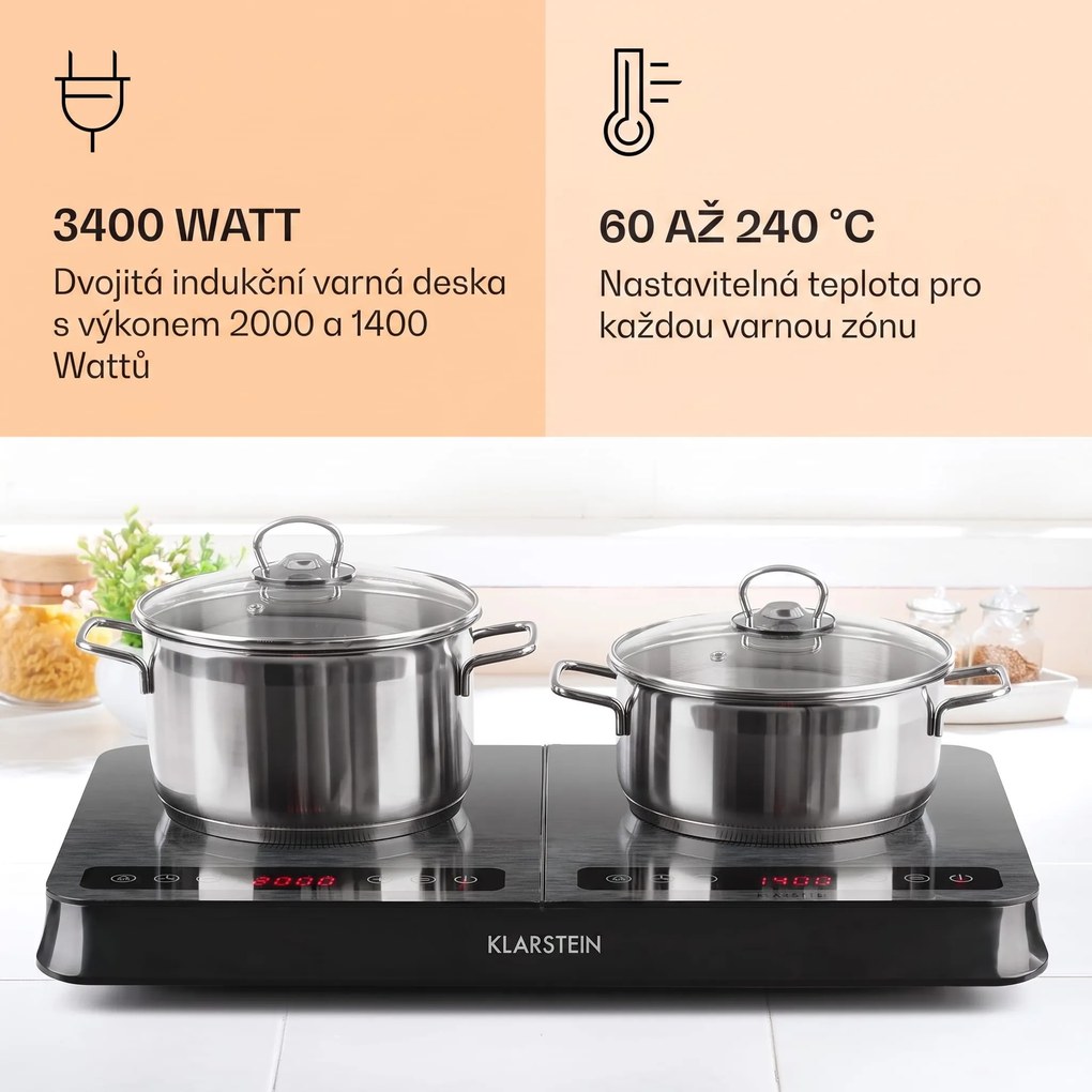 Klarstein InnoChef, indukční varná deska, 3400 W, dotykové ovládání, šedá melírovaná