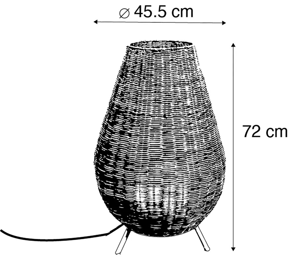 Stmívatelná ratanová stojací lampa IP65 s dálkovým ovládáním - Saona