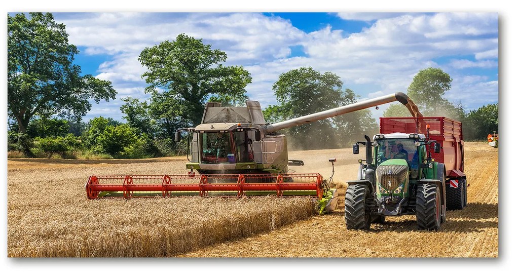 Foto obraz akrylový na stěnu Kombajn a traktor