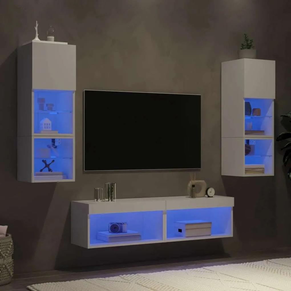 vidaXL 6dílná obývací stěna s LED kompozitní dřevo [3216618] Barva: Černá