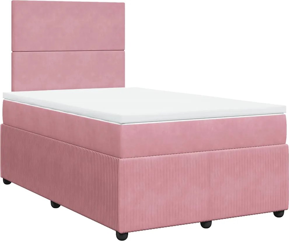 Box spring postel s matrací růžová 120x190 cm samet 3294585