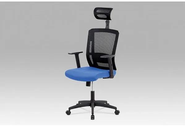 Artium  Kancelářská židle, houpací mechanismus, modrá látka, plastový kříž, plastová kolečka