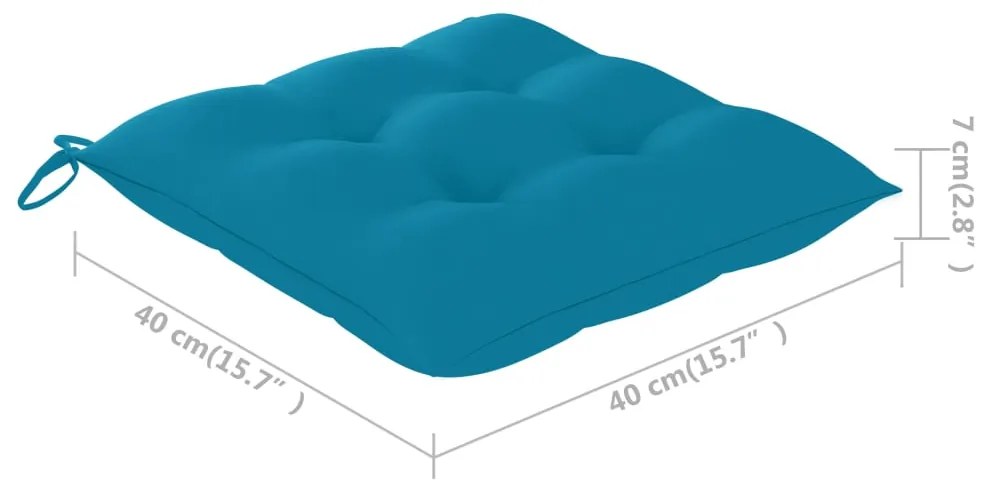 vidaXL Marketos Zahradní židle se světle modrými poduškami 4 ks masivní teak