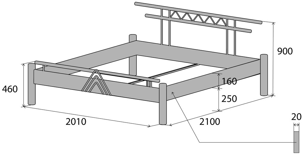 Nábytek ATIKA s.r.o. Kovová postel CHILAU Povrchová úprava: na přání dle RAL, Rozměr: 80 x 200 cm