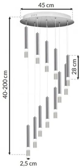 Lustr na lanku ICE 12xLED/1W/230V