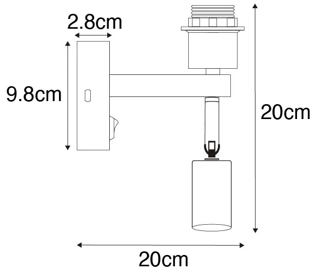Moderní nástěnné svítidlo bílé se světlem na čtení - Brescia