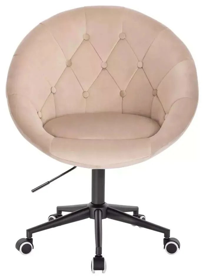 LuxuryForm DESIGN Otočné křeslo VERA VELUR na černé podstavě s kolečky - latte