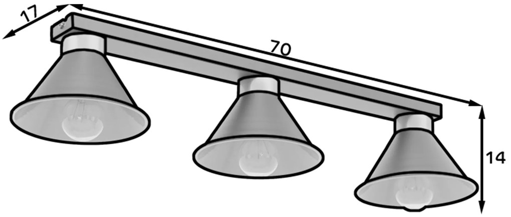 Eltap Moderní stropní osvětlení Detmer 3 line, 17x70x14cm