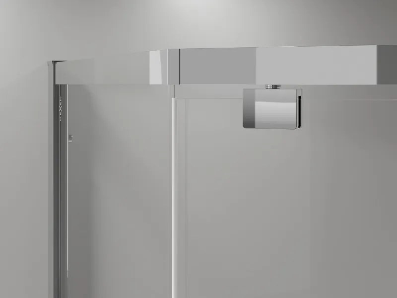 Mexen Exo, pětiúhelníkový sprchový kout s výklopnými dveřmi 100 x 100 cm, 6mm čiré sklo, chromový profil, 812-100-100-01-00