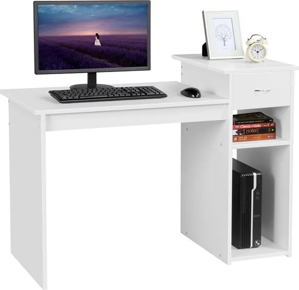 Psací stůl Yaheetech – bílá, 112 cm (délka) × 50 cm (šířka) × 82 cm (výška) (254234316789)