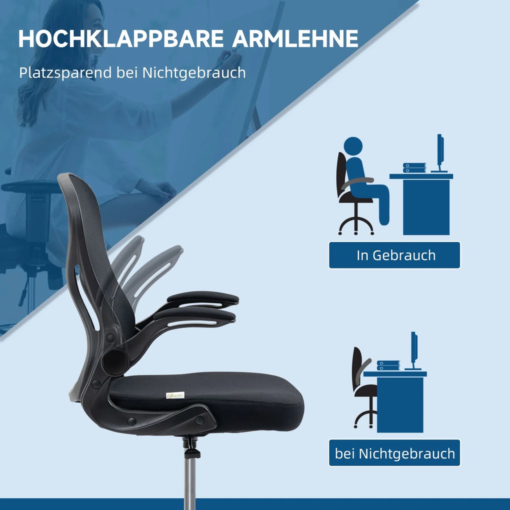 Kancelářská židle Vinsetto s nastavitelnou výškou a podnožkou do 120 kg černá ergonomická židle pro pohodlnou práci