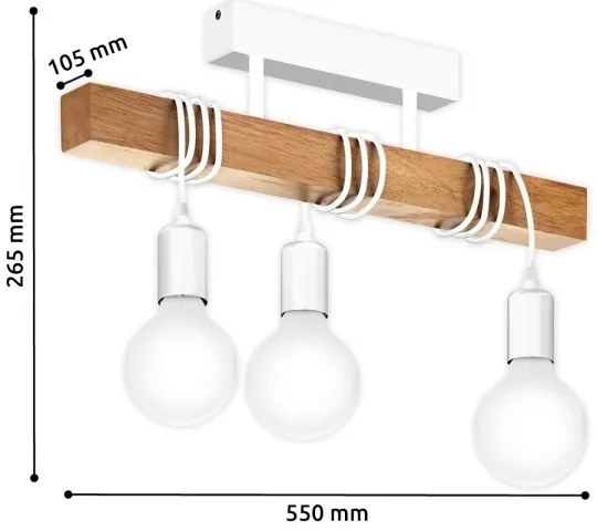 Eglo 33166 - Lustr přisazený TOWNSHEND 3xE27/60W/230V