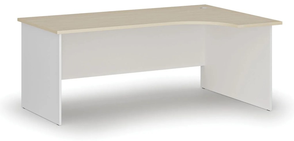 Rohový kancelářský psací stůl PRIMO WHITE, 180x120 cm, pravý, bílá/bříza