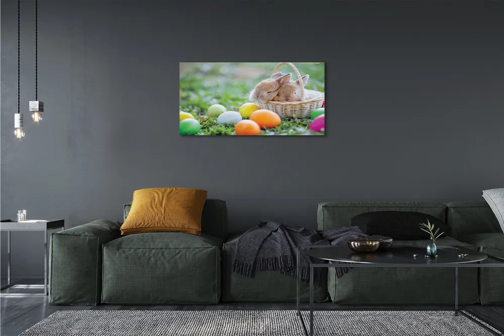 Obrazy na plátně králíci vejce 140x70 cm