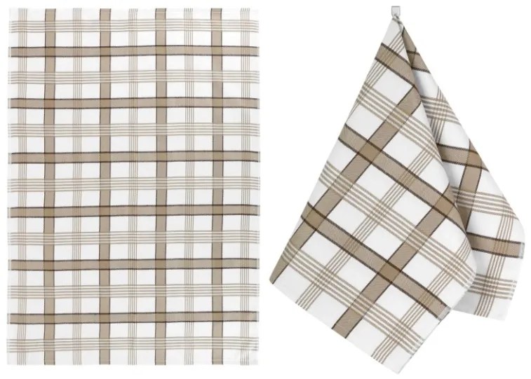 Bellatex Kuchyňská utěrka 1 ks 50x70 cm Káro Béžová,Bílá