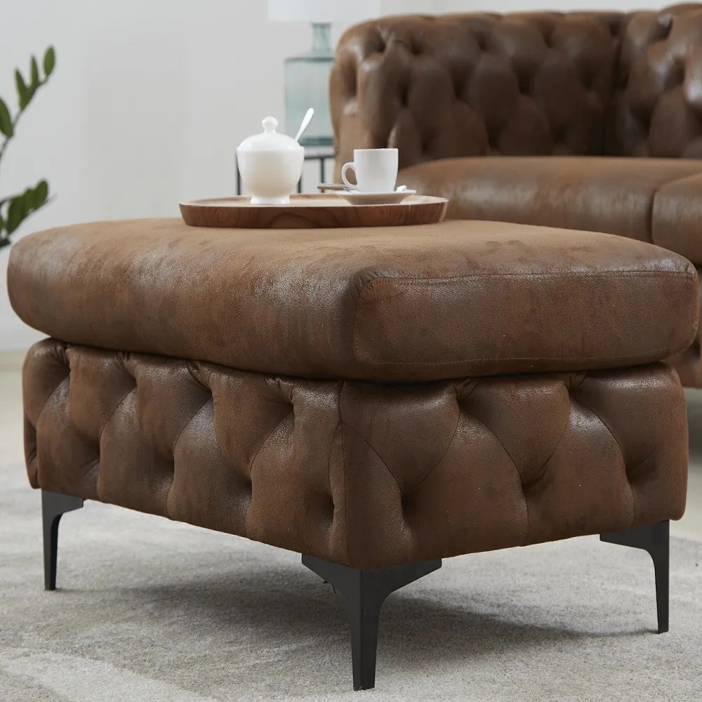 Massive home | Hnědá stolička Chesterfield mikrovlákno