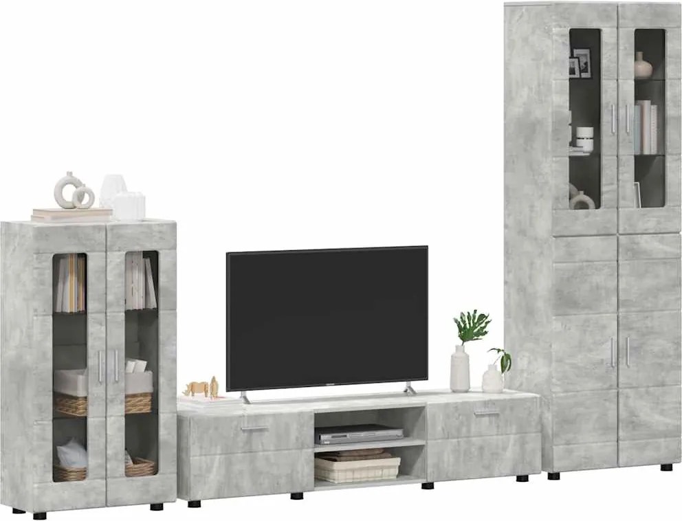 Sestava TV skříněk FLORIN 3 ks Betonově šedá Kompozitní dřevo 3397977