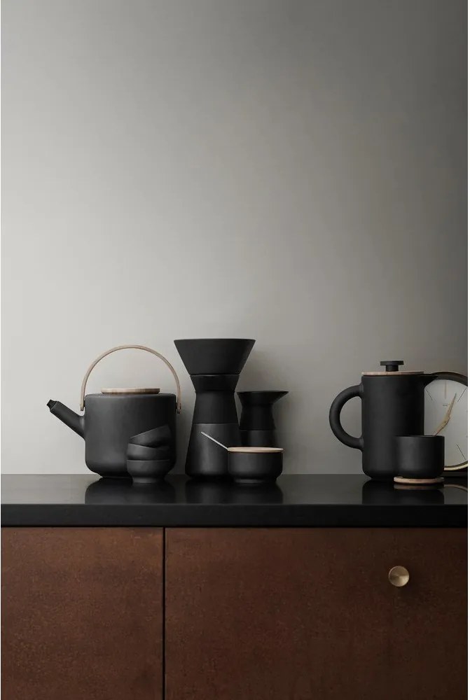 Černý kameninový set na překapávanou kávu 600 ml Theo – Stelton