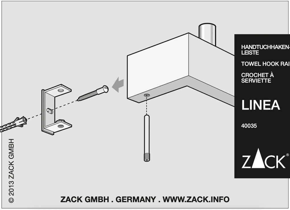 Věšák na ručníky LINEA nerezový lesklý ZACK