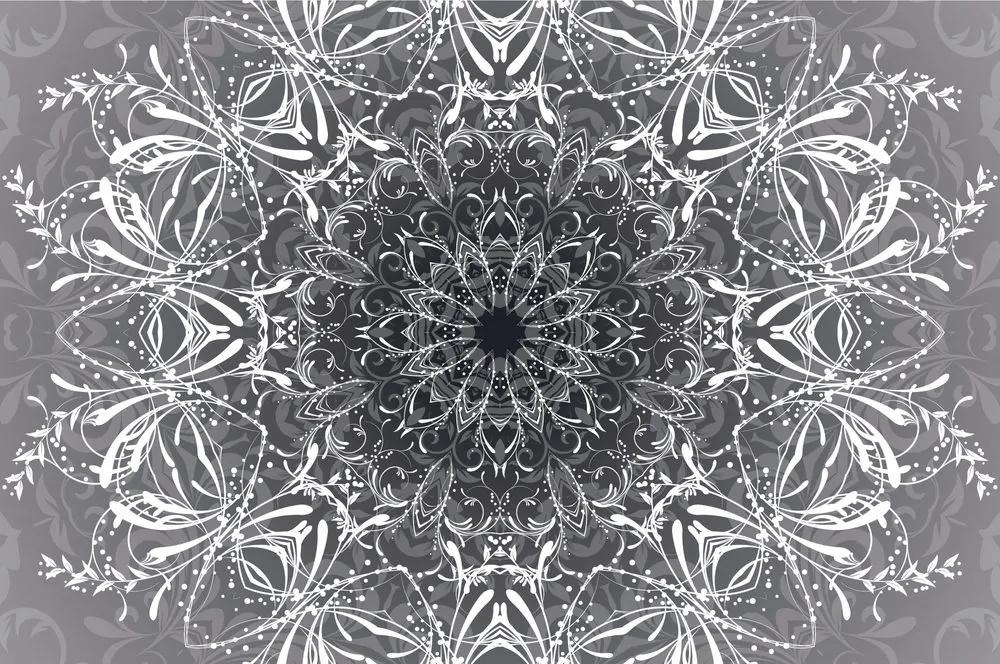 Samolepící tapeta černobílá rozeta - 300x200 cm
