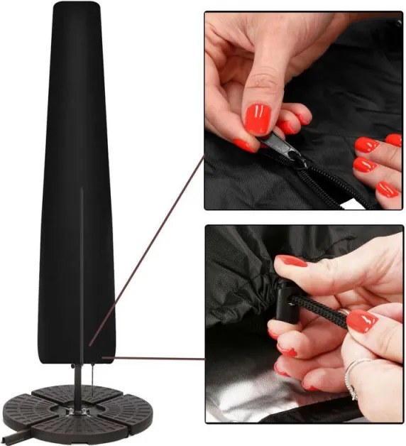 Kryt na slunečník 205 cm, černý SPRINGOS EXTERIO