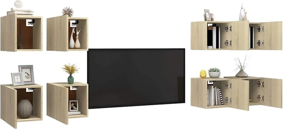 Nástěnné TV skříňky 8 ks dub sonoma 30,5 x 30 x 30 cm 3079054