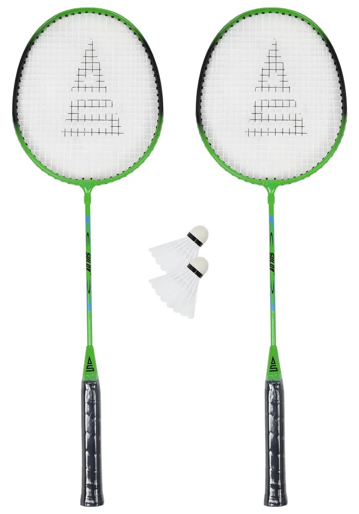 RULYT® Badmintonový set SULOV®, 2x raketa, 2x míček, vak - zeleno-černý