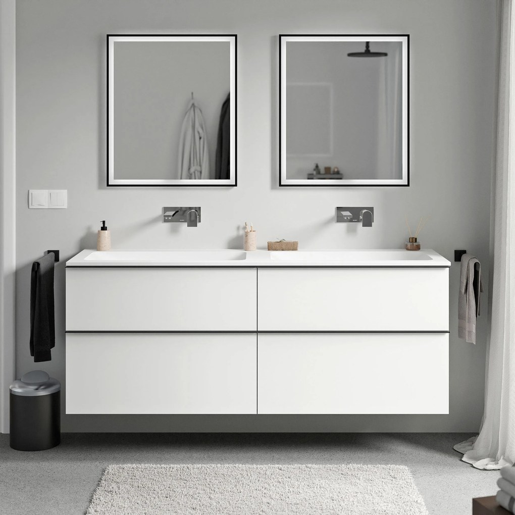 Koupelnová skříňka LAVOA 160 cm s umyvadlem z minerálního odlitku CREAM - možnost volby barvy