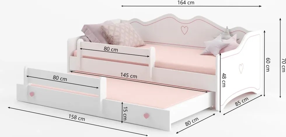 Dvojitá postel s matracemi EMKA II Pink 160x80