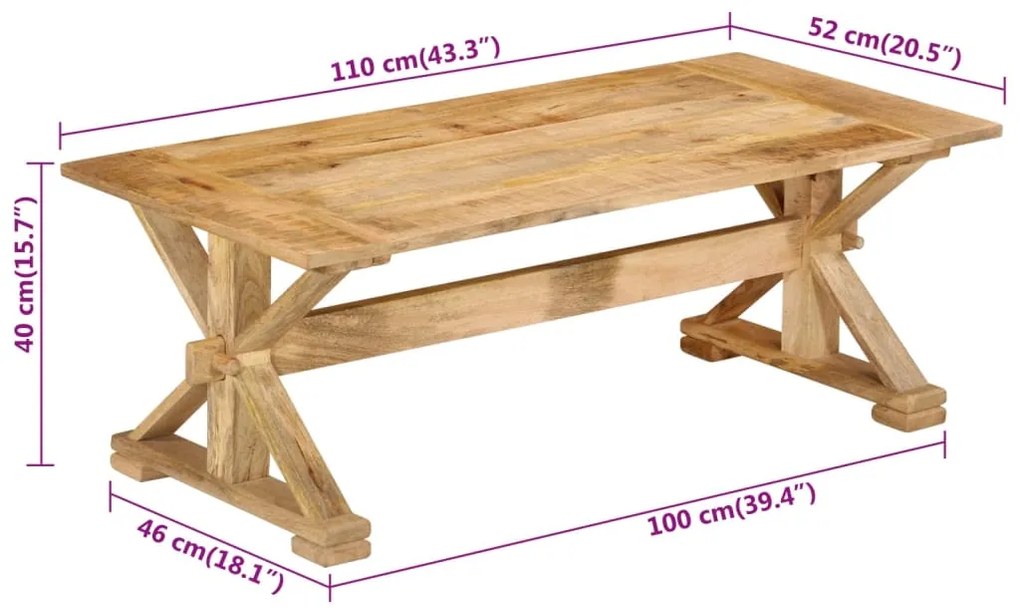 Konferenční stolek 110 x 52 x 40 cm masivní mangovníkové dřevo