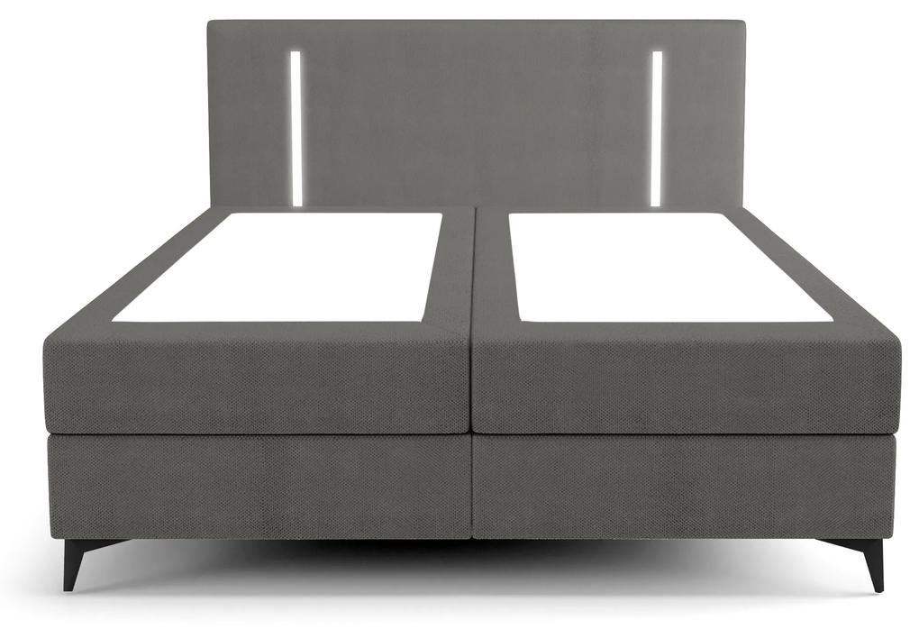 Manželská postel 180 cm Ortega Comfort (tmavě šedá) (s roštem a matrací, s úl. prostorem) (s LED osvětlením). 1082743