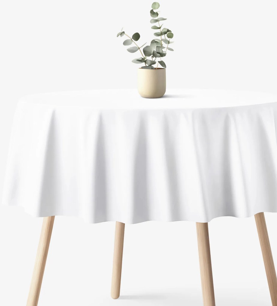 Goldea kulatý ubrus 100% bavlněné plátno - bílý Ø 230 cm
