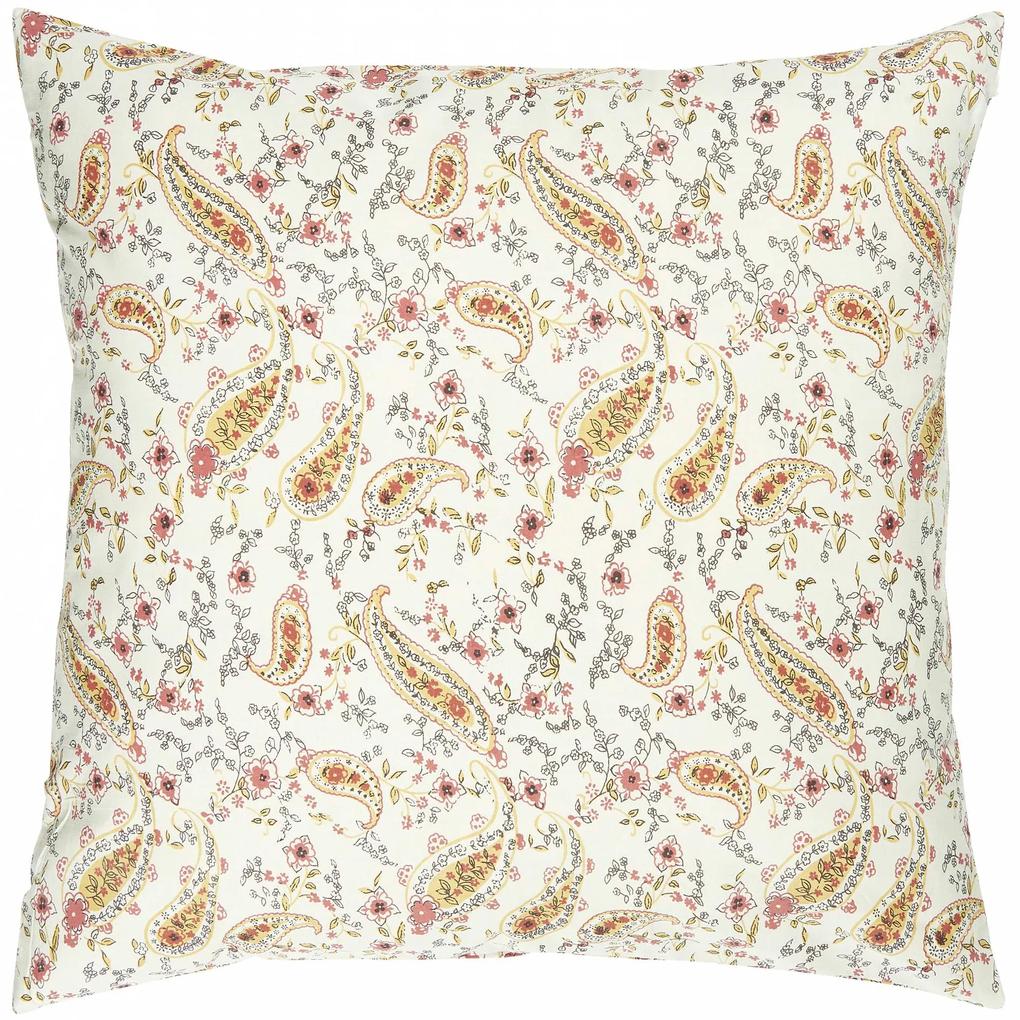 IB LAURSEN Bavlněný povlak na polštář Paisley 50x50cm, růžová barva, žlutá barva, bílá barva, textil