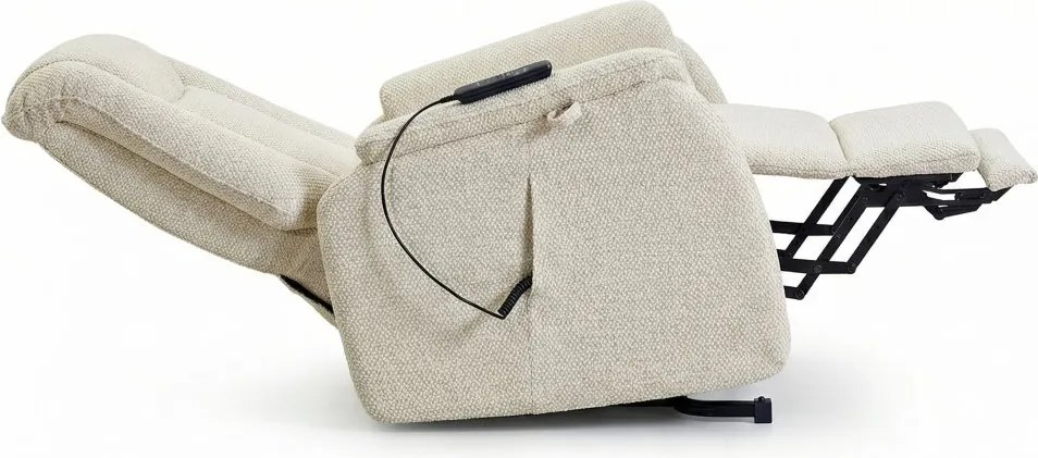 TV křeslo SAMUEL s elektrickým polohováním — 2 motory, látka, béžová, nosnost 150 kg
