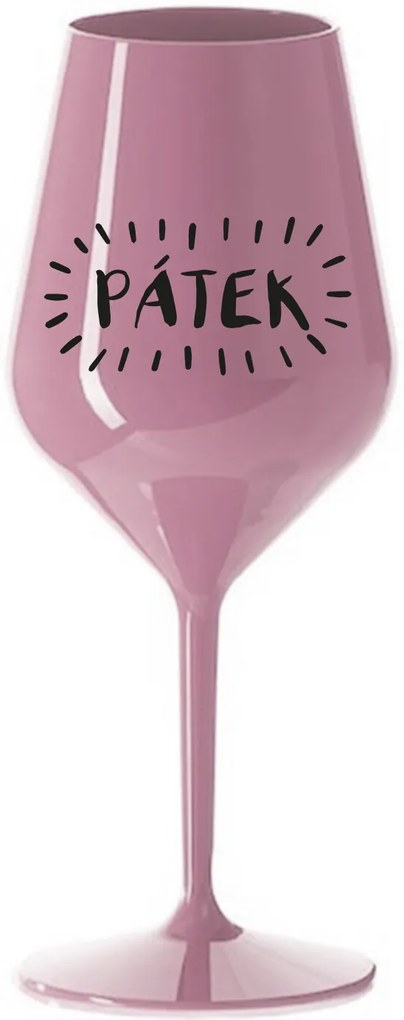 PÁTEK - světle růžová nerozbitná sklenice na víno 470 ml